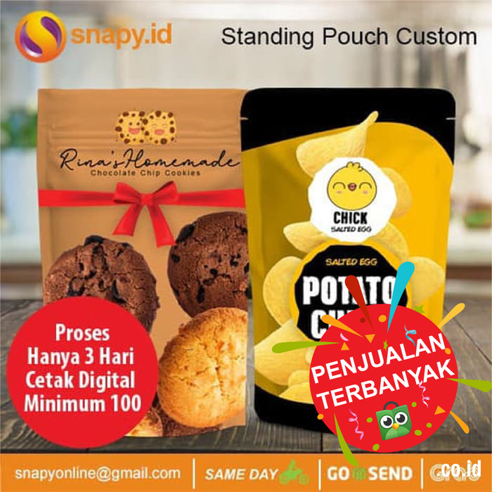 Promo CETAK KEMASAN STANDING POUCH CUSTOM MAKANAN SNACK CEPAT - 13 X 20 ...