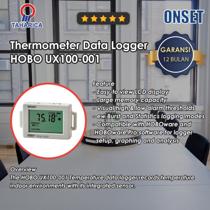 Jual Thermometer Data Logger Suhu / Temperature Data Logger HOBO UX100 ...