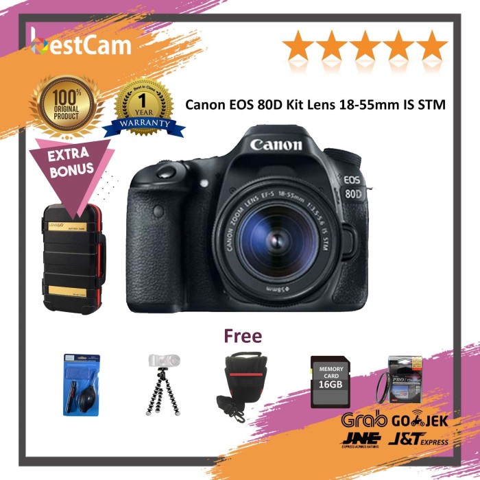 Jual Canon EOS 80D Kit Lens 18-55mm IS STM - FREE Accessories - Jakarta Pusat - BestCam | Tokopedia
