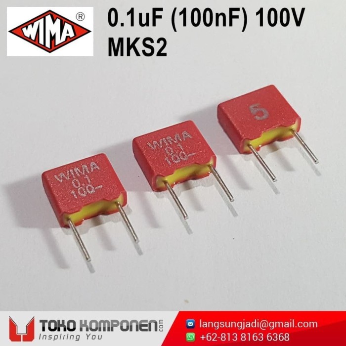 Jual 0.1uF 100V Wima MKS2 polyester capacitor 100nF 63V MKS 2 MKS-2 ...