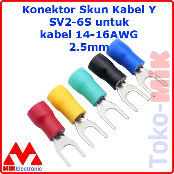 Jual KONEKTOR SKUN KABEL Y SV2-6 1.5-2.5MM Fork Spade 16-14 AWG SEKUN 10PCS - Merah - Jakarta ...