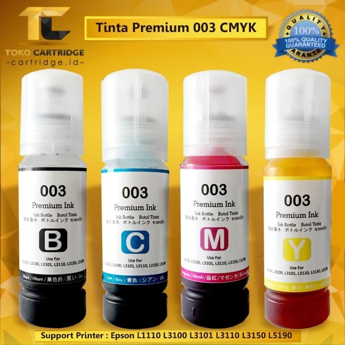 Jual Tinta refill Premium Ink 003 printer epson L1110 L3110 L3150 1110 ...