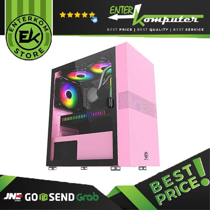 CUBE GAMING OZLLO PINK - mATX - All Pink Inside - LEFT SIDE GLASS DOOR ...