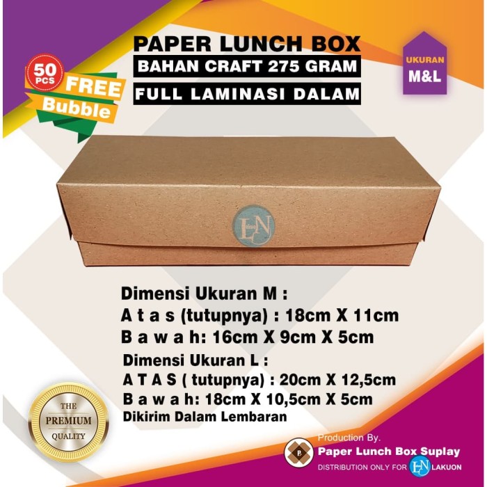 Jual KERTAS PAPER CRAFT TAKE AWAY LUNCH BOX COKLAT POLOS 275 UKURAN M - M, Cokelat - Jakarta ...